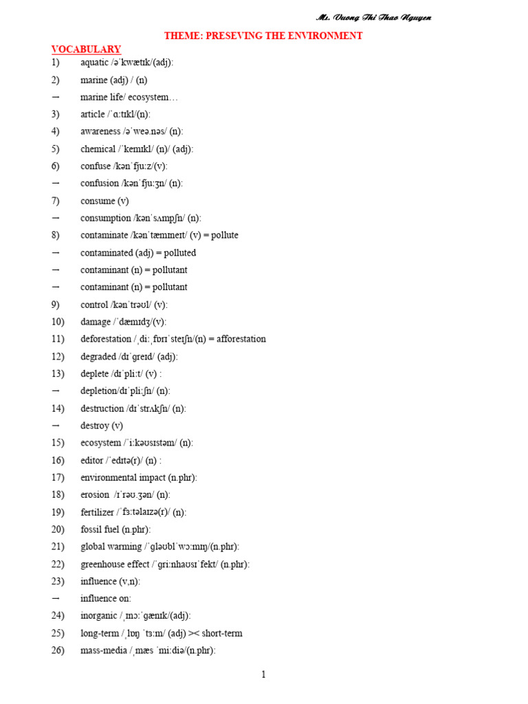 g10-u5-vocab | PDF | Environmental Degradation | Environmental Social Science