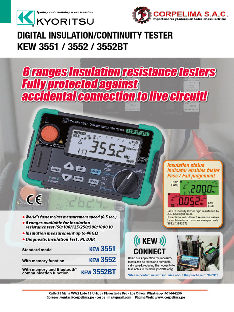 Medidor de Aislamiento Digital 3552BT | PDF | Backlight | Electrical Resistance And Conductance