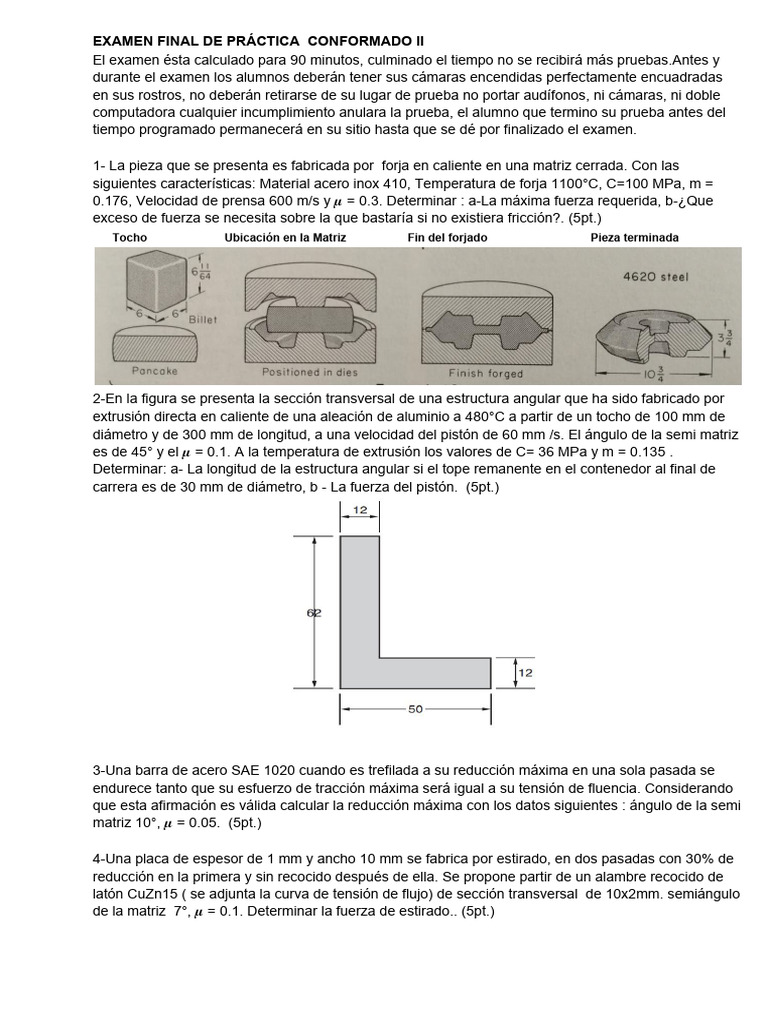 Examen Final de Practica de Conformado II | PDF