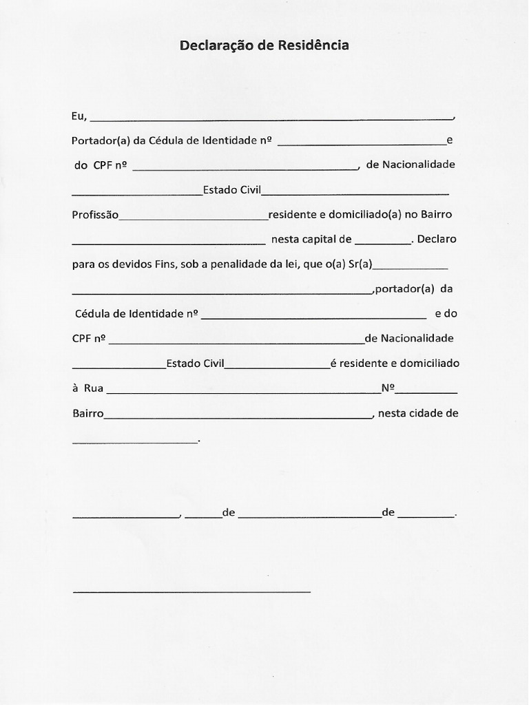 Declaracao de Residencia | PDF