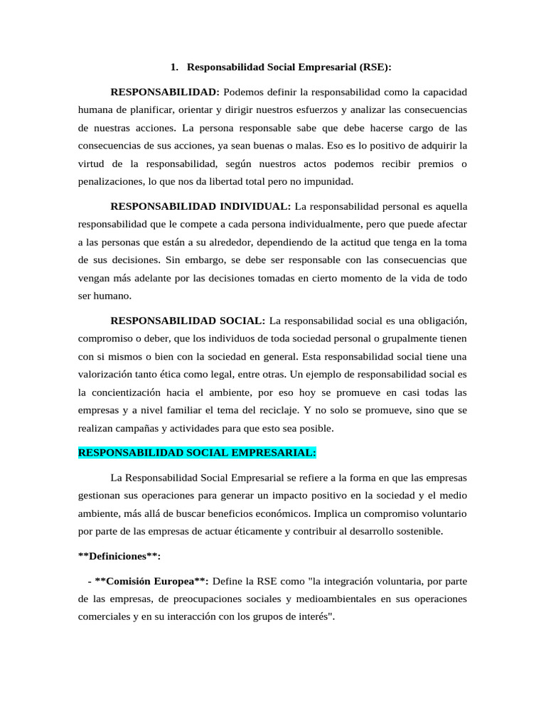 RSE: Impacto Positivo Empresarial | PDF | Sustentabilidad ...