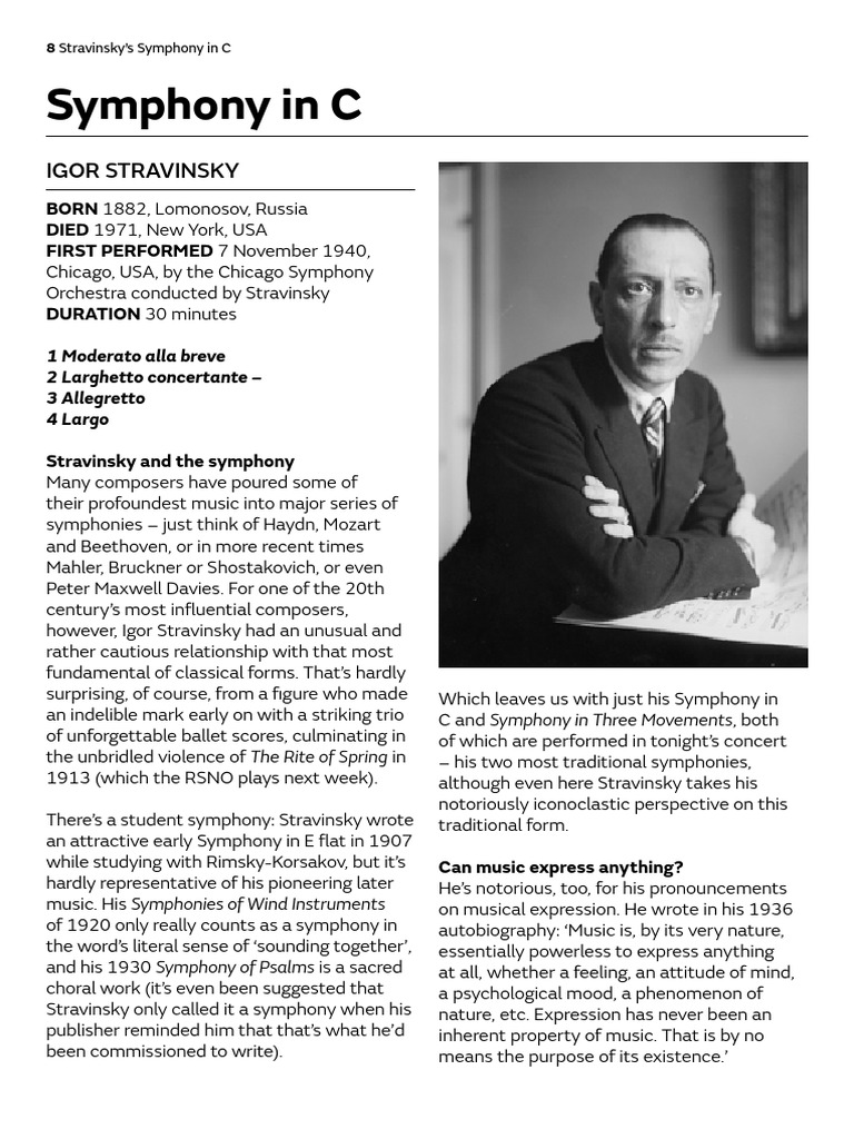 Rsno Stravinsky Symphony in C Note Apr 2016 | PDF | Symphony | Classical Compositions