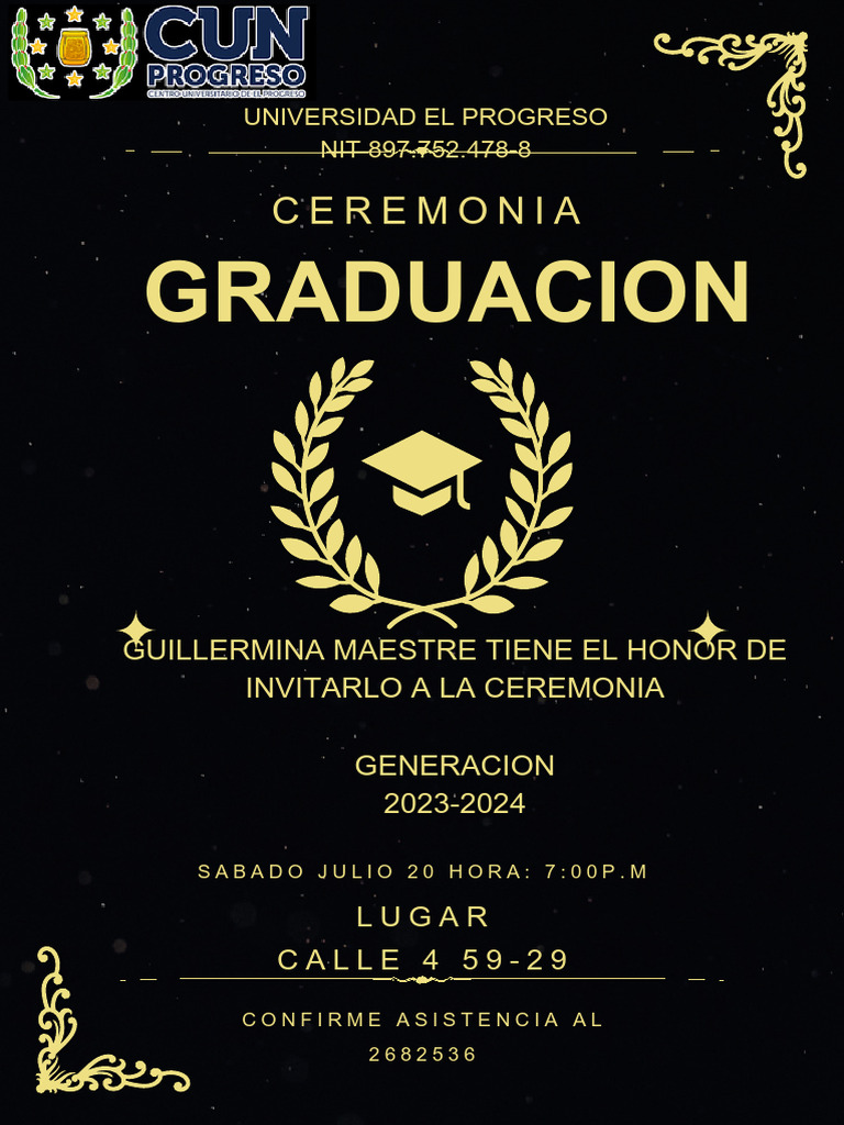 Black & Gold Vintage Classic Graduation Party Invitation | PDF