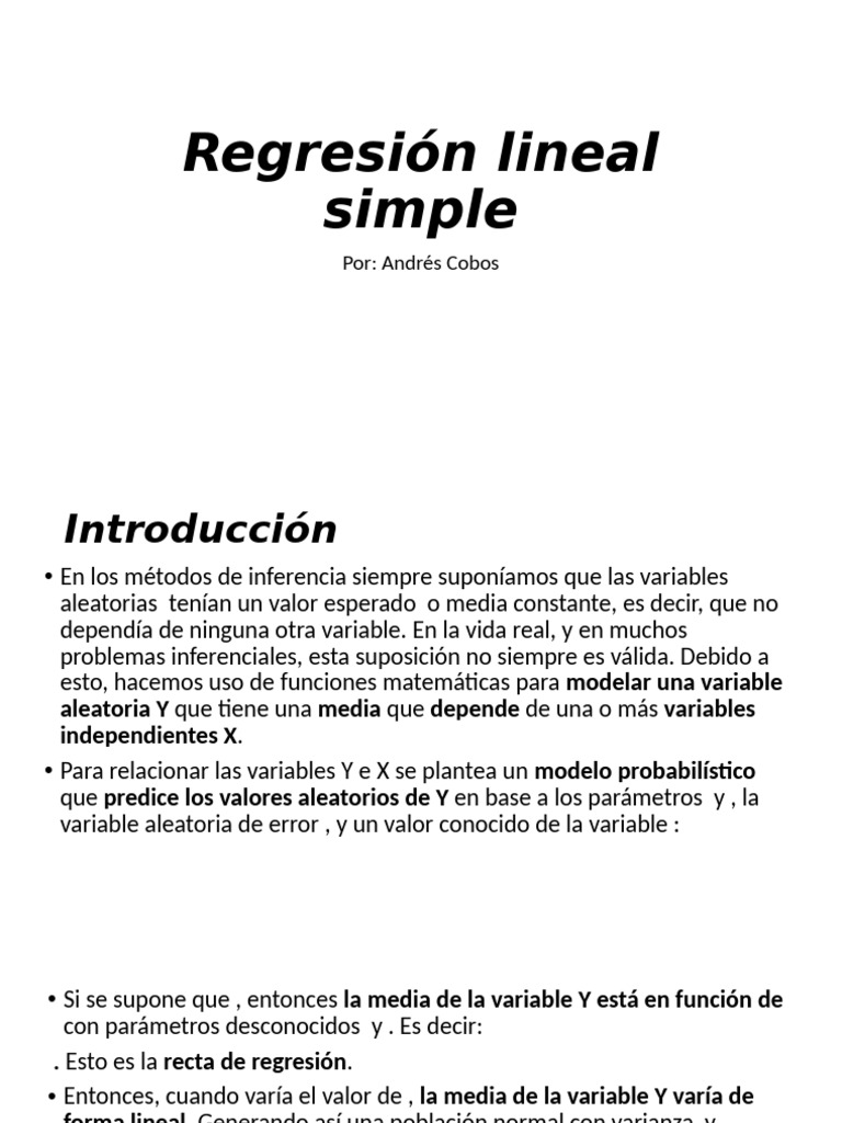 Regresión Lineal Simple | PDF | Regresión lineal | Análisis de regresión