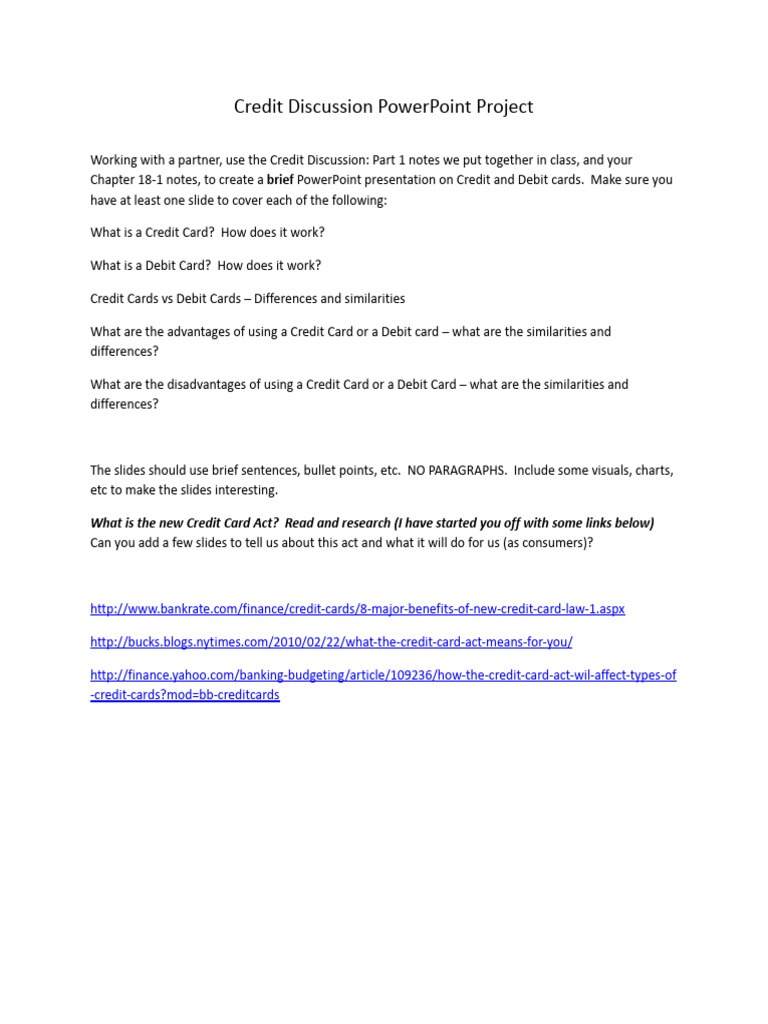 Chapter 18-1 Credit Card PowerPoint Project | PDF