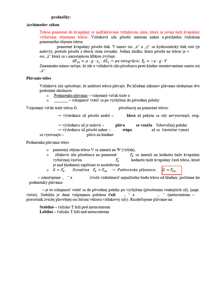 Zad. 2 (Pr. 4,5) (Plavanie Telies, Hydrostaticka Tlakova Sila) LS 2023-24 | PDF