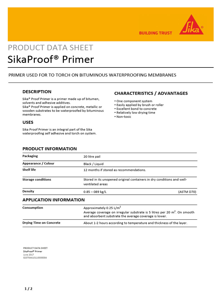 Sika Proof Primer - Pds en | PDF | Concrete | Industrial Processes