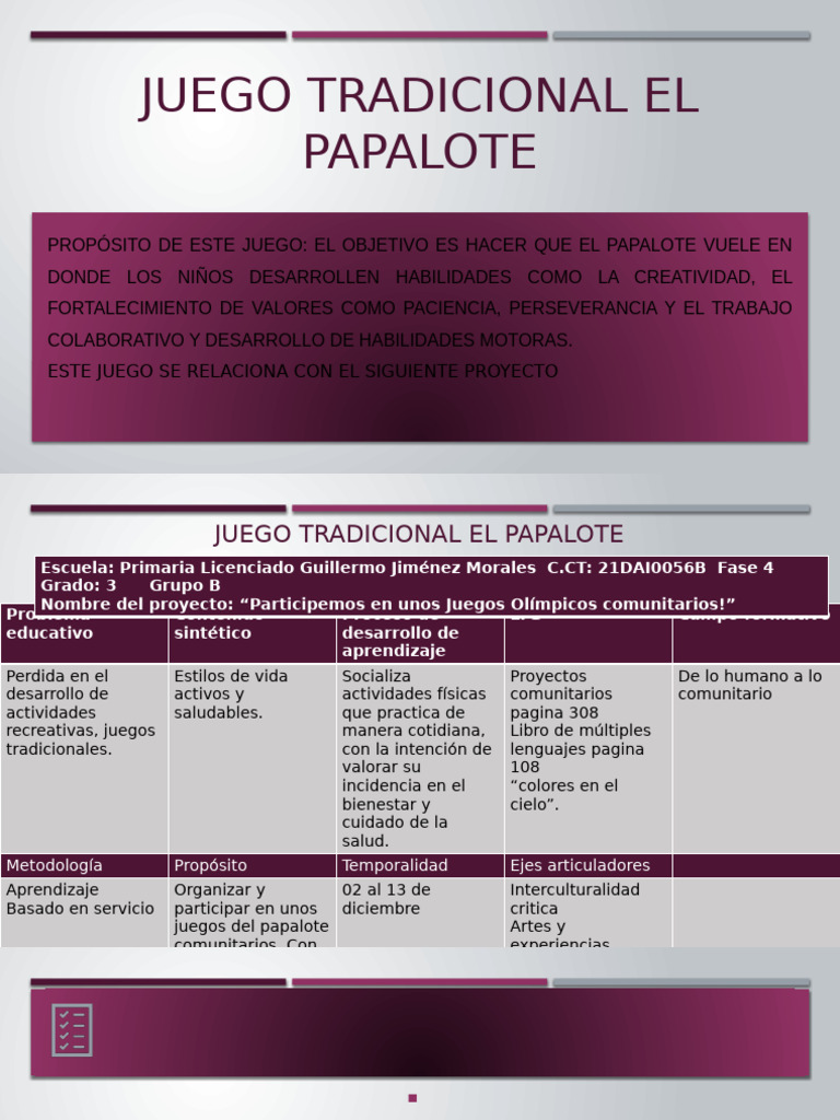 Juego Tradicional: El Papalote | PDF | Cometa | Aprendizaje