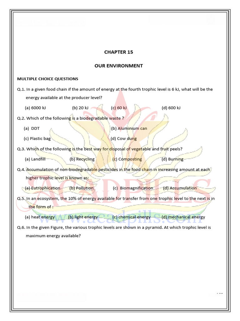 Science Question Bank: Environment 2022-23 | PDF | Food Web | Ozone