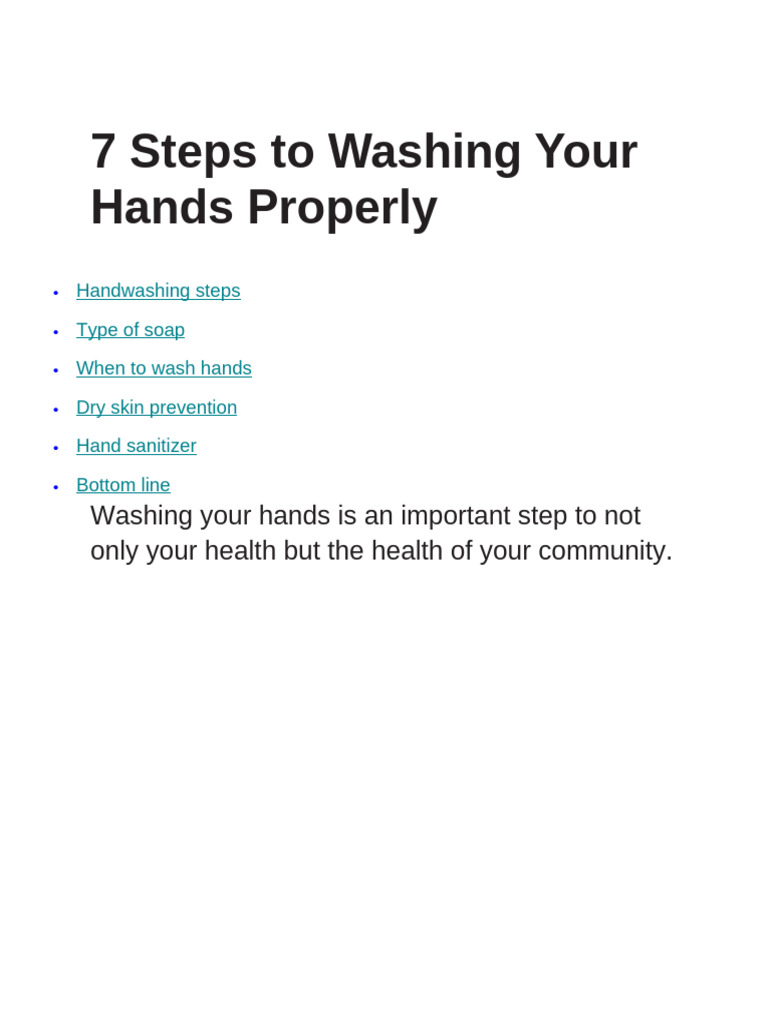 Proper Handwashing: 7 Essential Steps | PDF | Hand Washing | Disinfectant