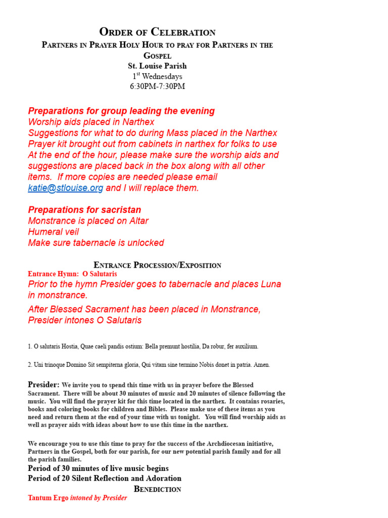 Partners in Prayer Holy Hour OC | PDF | Mary, Mother Of Jesus | Eucharist