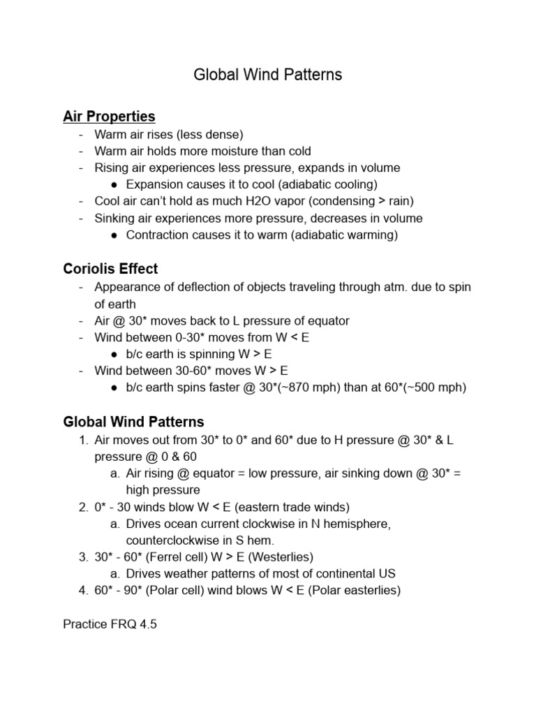 AP Environmental Science Global Wind Patterns | PDF