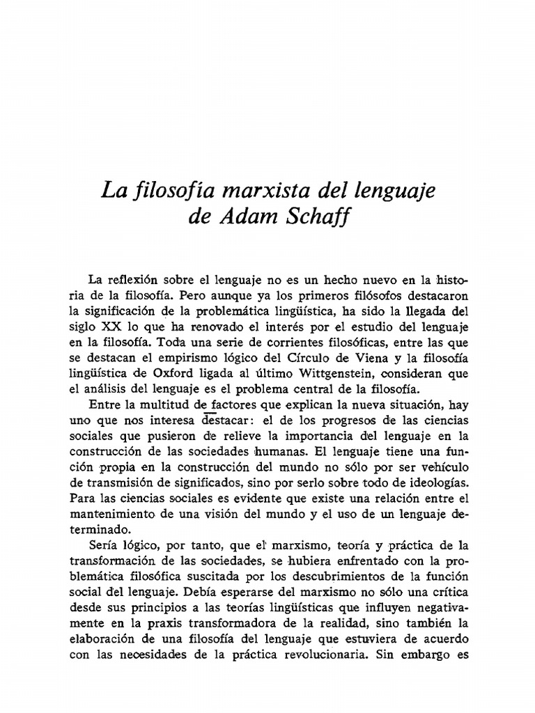 La Filosofía Marxista Del Lenguaje de Adam Schaff | PDF | marxismo ...