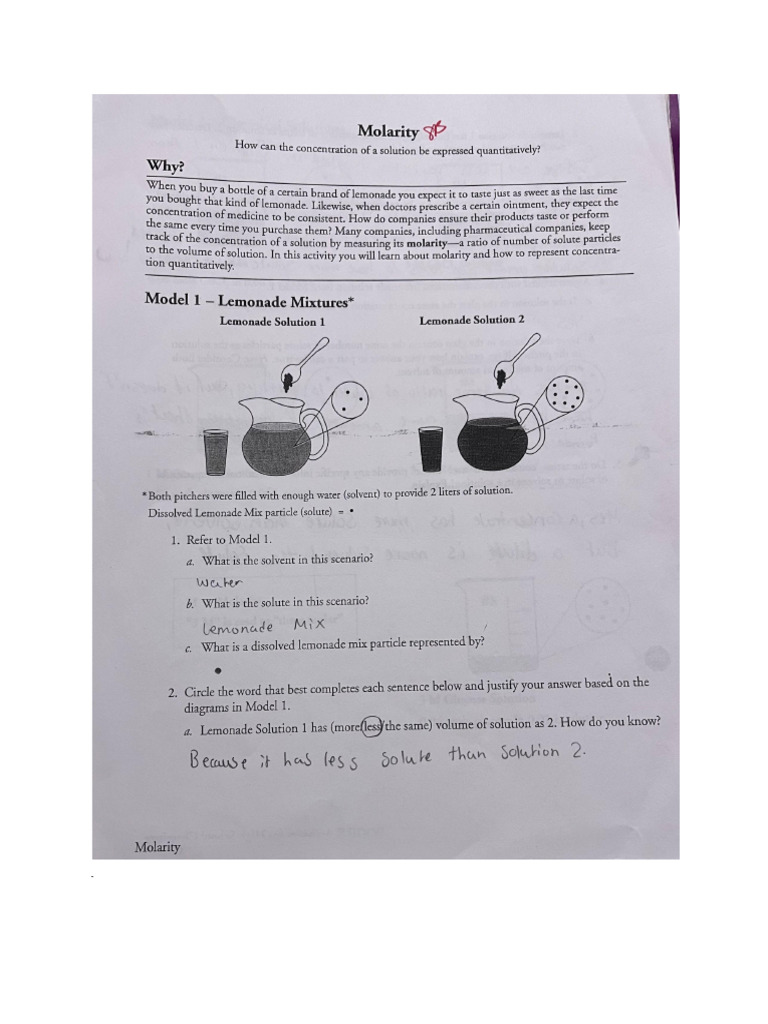 molarity pogil | PDF