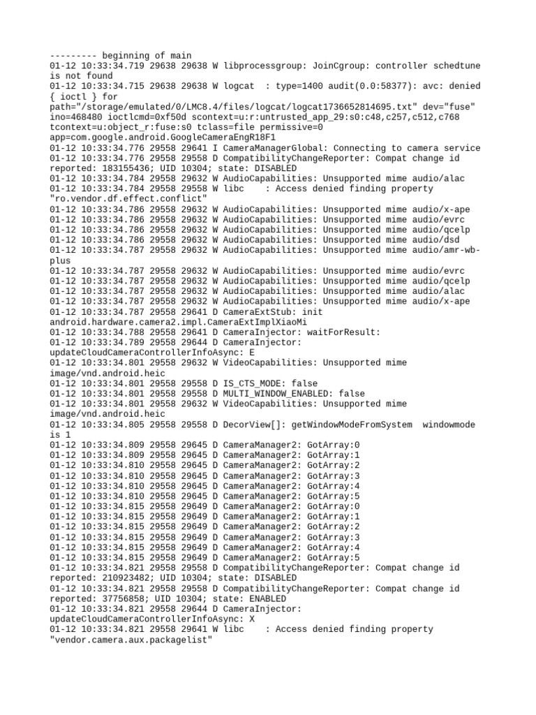 Camera and Audio Capability Logs | PDF | Computing | Computer Programming