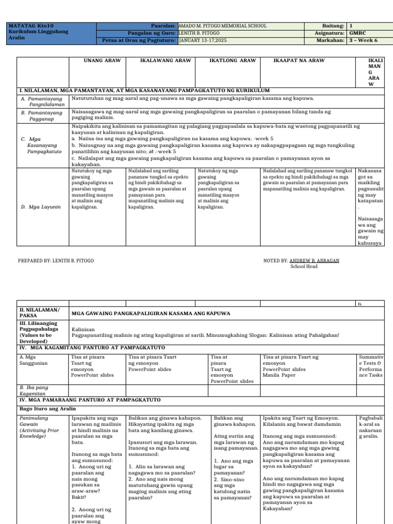 DLL GMRC1 Q3 Week6 FINAL | PDF