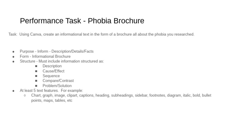 Performance Task - Phobia Brochure | PDF