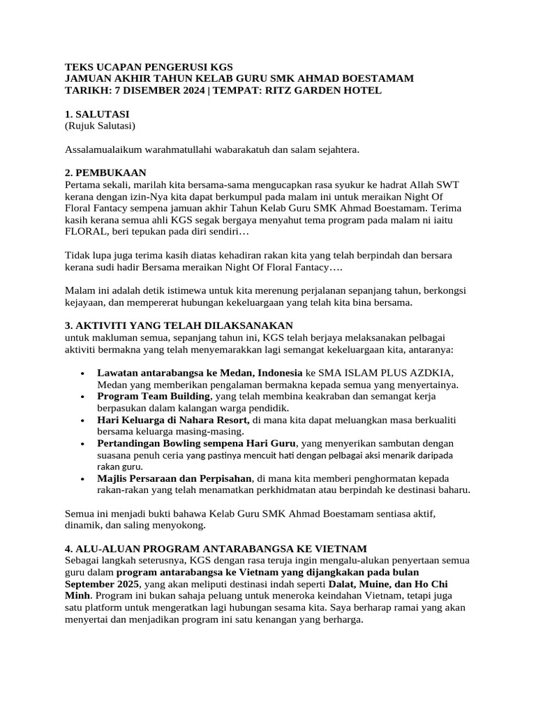 Teks Ucapan Pengerusi Majlis | PDF