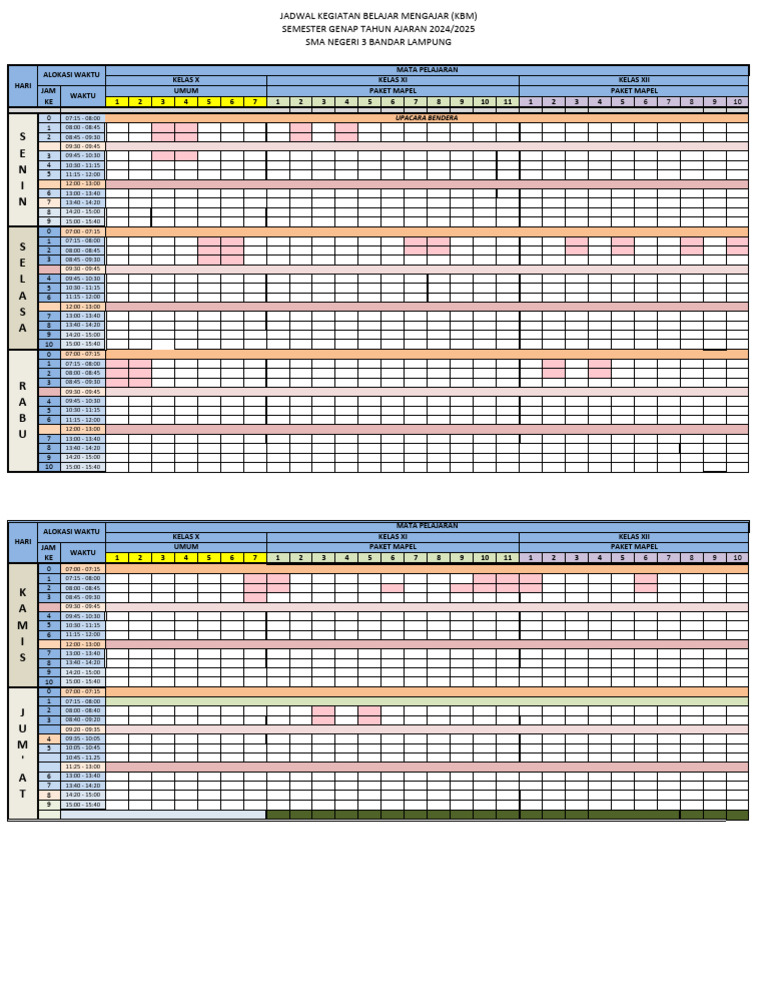 Jadwal KBM Genap 2024-2025 Revisi 1 | PDF
