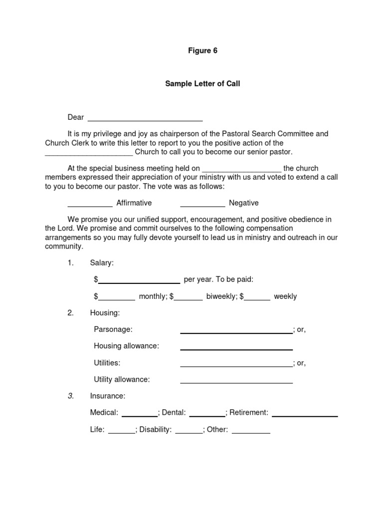 Pastor Call Letter Template | PDF
