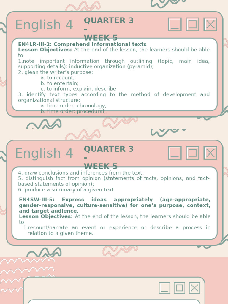 English G4 Q3 W5 | PDF | Reading Comprehension | Narrative
