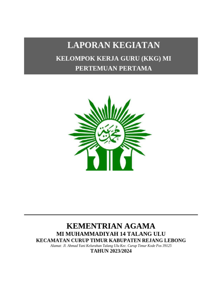 Laporan Kegiatan KKG Bulan 1 | PDF