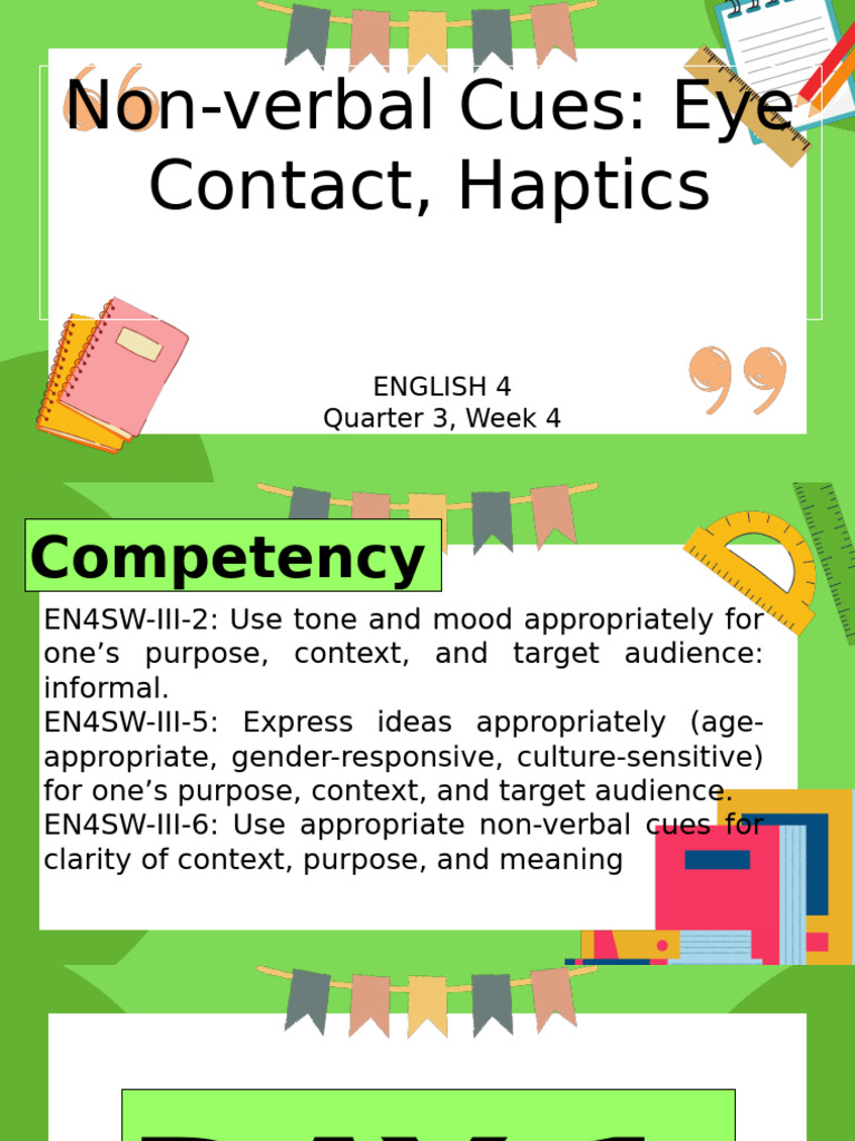 ENG Q3W4 PPT G-4 | PDF | Nonverbal Communication | Body Language