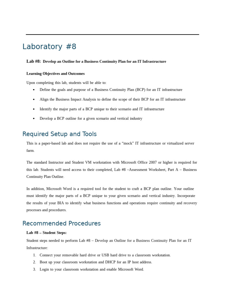 IA1804 - IAA202 - Nguyen Viet Quan - HE171453 - Lab8 | PDF | Business | Disaster Recovery