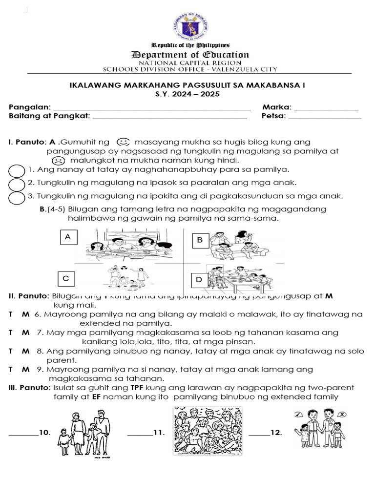 Makabansa 1 Second Periodical Test | PDF