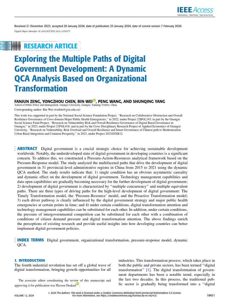 Exploring The Multiple Paths of Digital Government Development | PDF | System | Governance