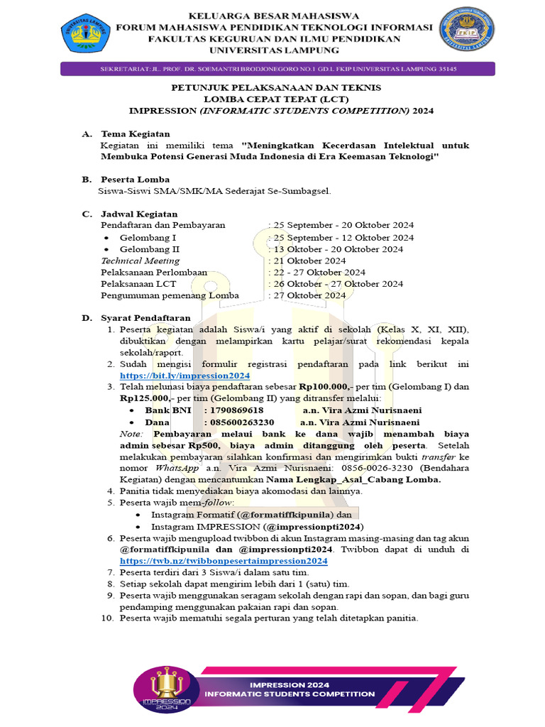 Juklak Juknis LCT Impression 2024 | PDF
