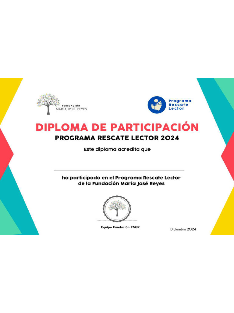 Diploma Participación Rescate Lector 2024 | PDF