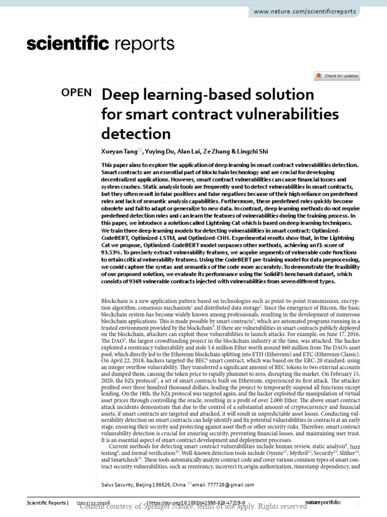 Deep Learning-Based Solution For Smart Contract Vu | PDF | Deep Learning | Information