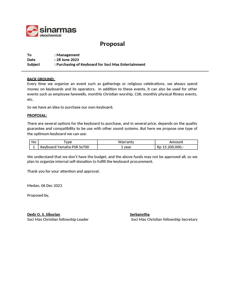 Proposal For Pengadaan Keyboard Soci Mas | PDF