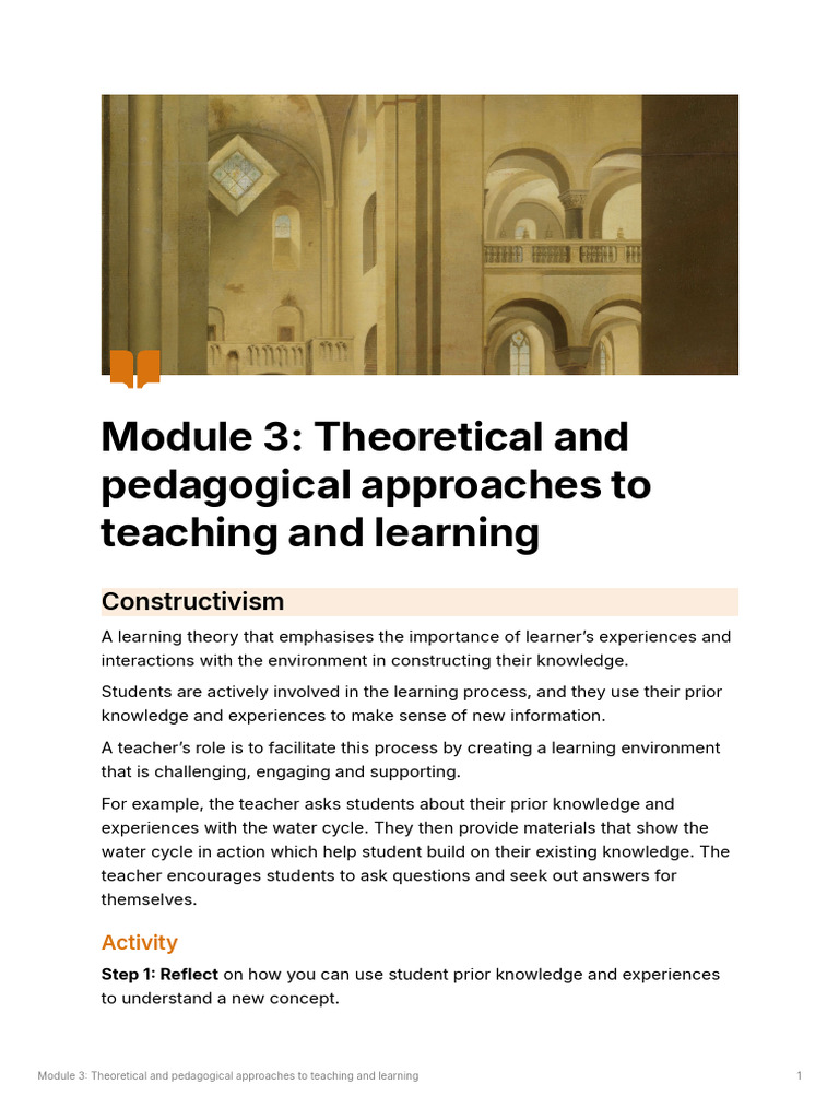 Module 3 Theoretical and Pedagogical Approaches To Teaching and Learning | PDF | Learning | Pedagogy
