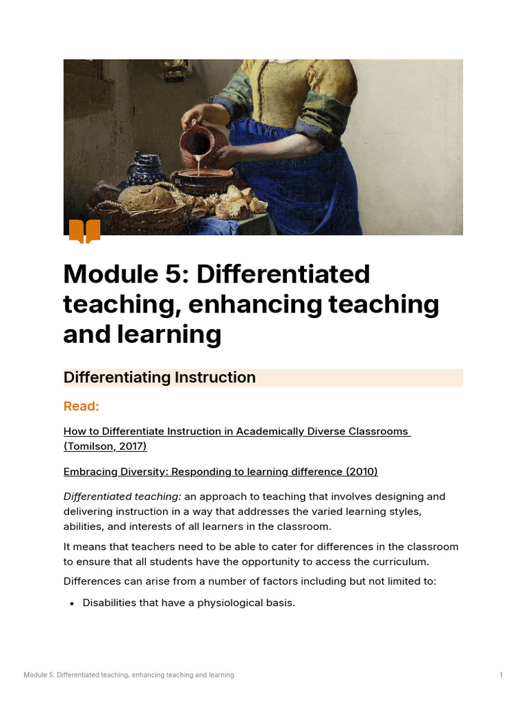 Module 5 Differentiated Teaching Enhancing Teaching and Learning | PDF | Differentiated ...