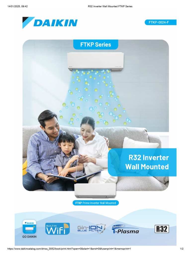 R32 Inverter Wall Mounted FTKP Series | PDF