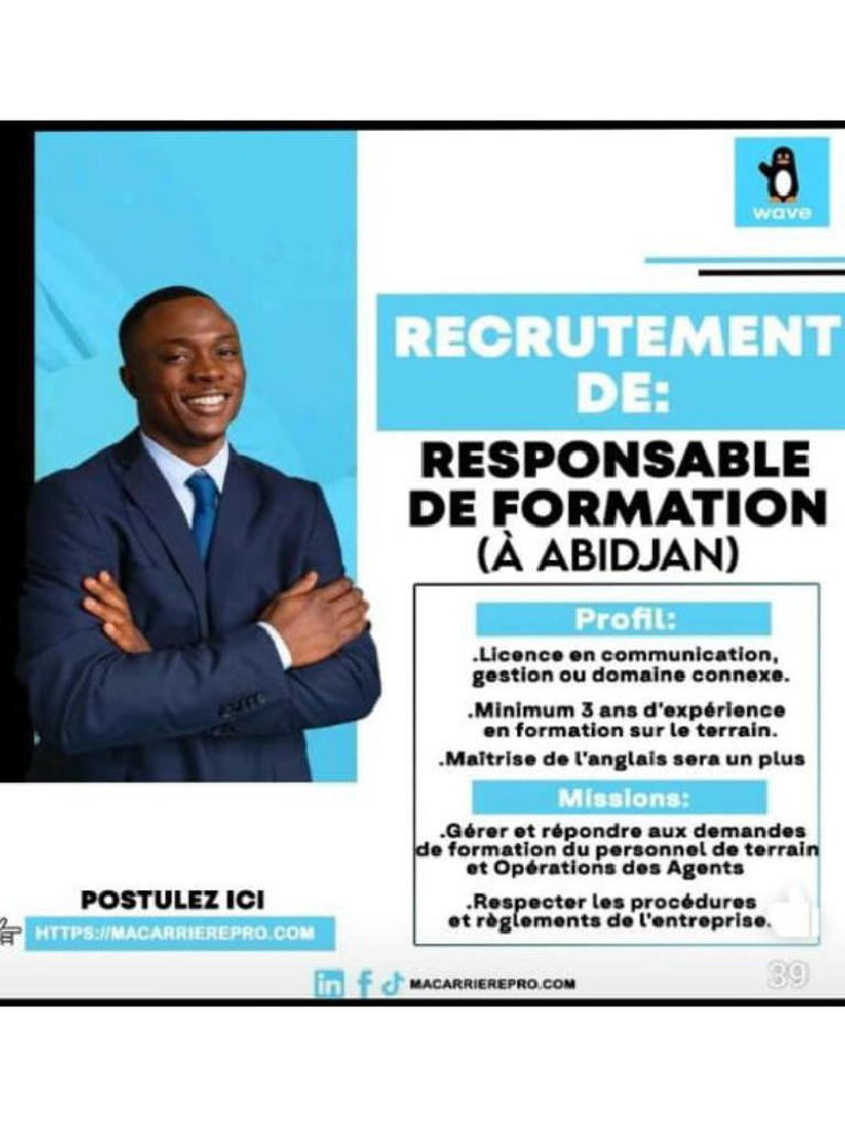 ® OFFRE D'EMPLOI Wave Côte D'ivoire ® Responsable de Formation | PDF