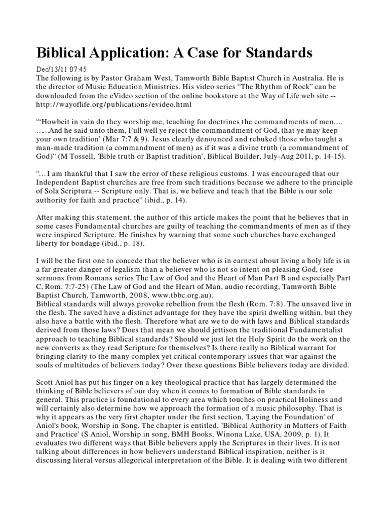 Biblical Application A Case For Standards | PDF | Sola Scriptura | Bible