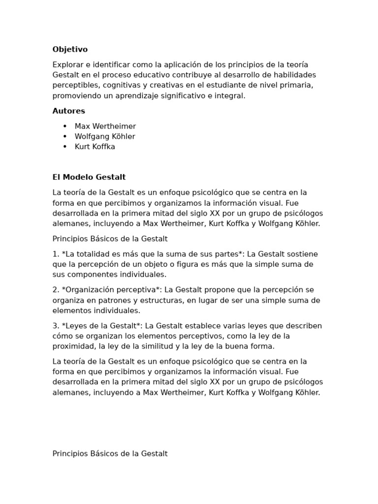 Modelo Gestalt | PDF | Percepción | Procesos mentales