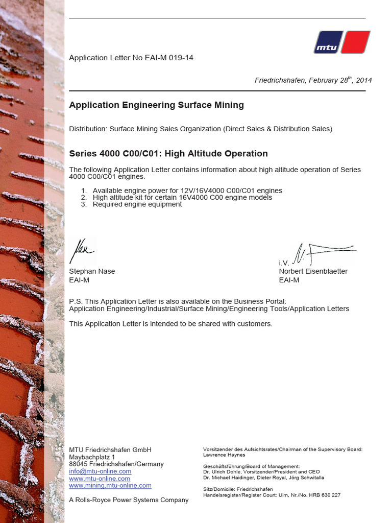 Application Letter EAIM 019-14 | PDF | Engines | Internal Combustion Engine