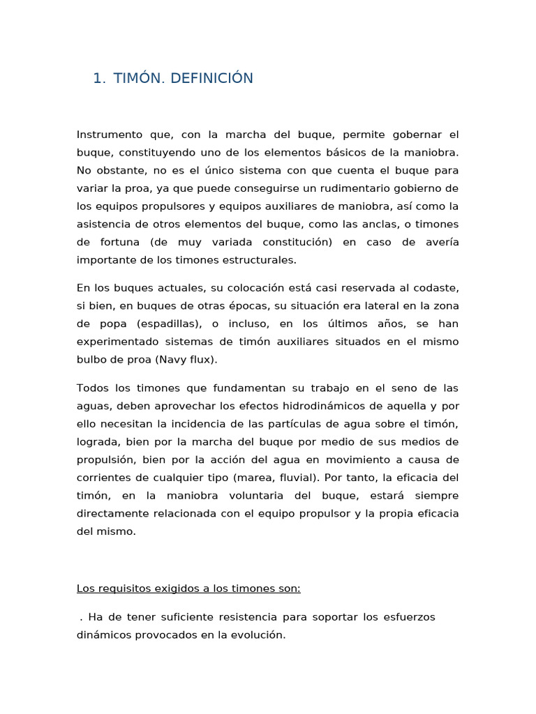 TIMÓN | PDF | Timón | Velocidad
