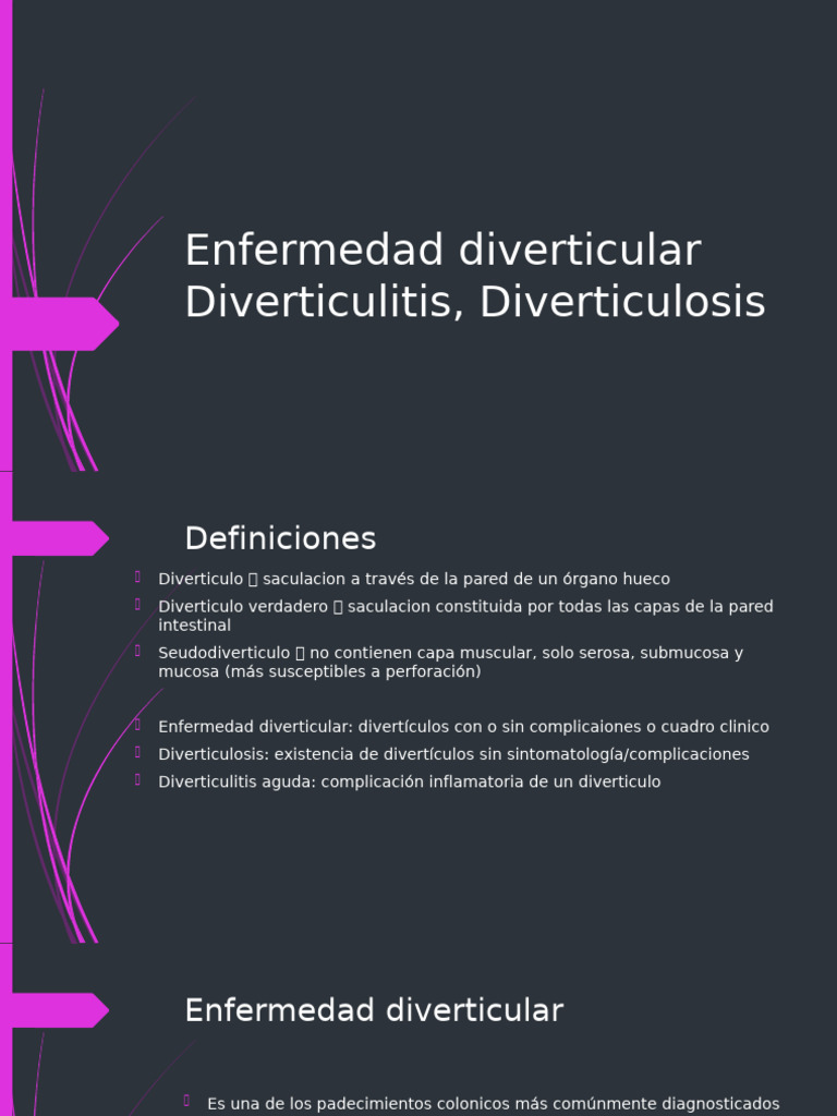 Enfermedad Diverticular Diverticulitis, Diverticulosis | PDF