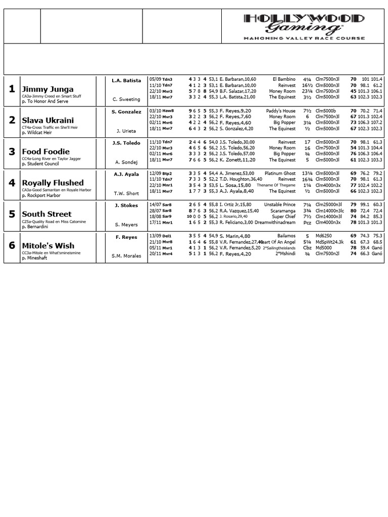 1_mahoning Valley Retrospectos | PDF | Horse Racing | Thoroughbred ...
