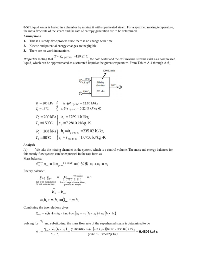 Steam-Water Mixing and Entropy Analysis | PDF