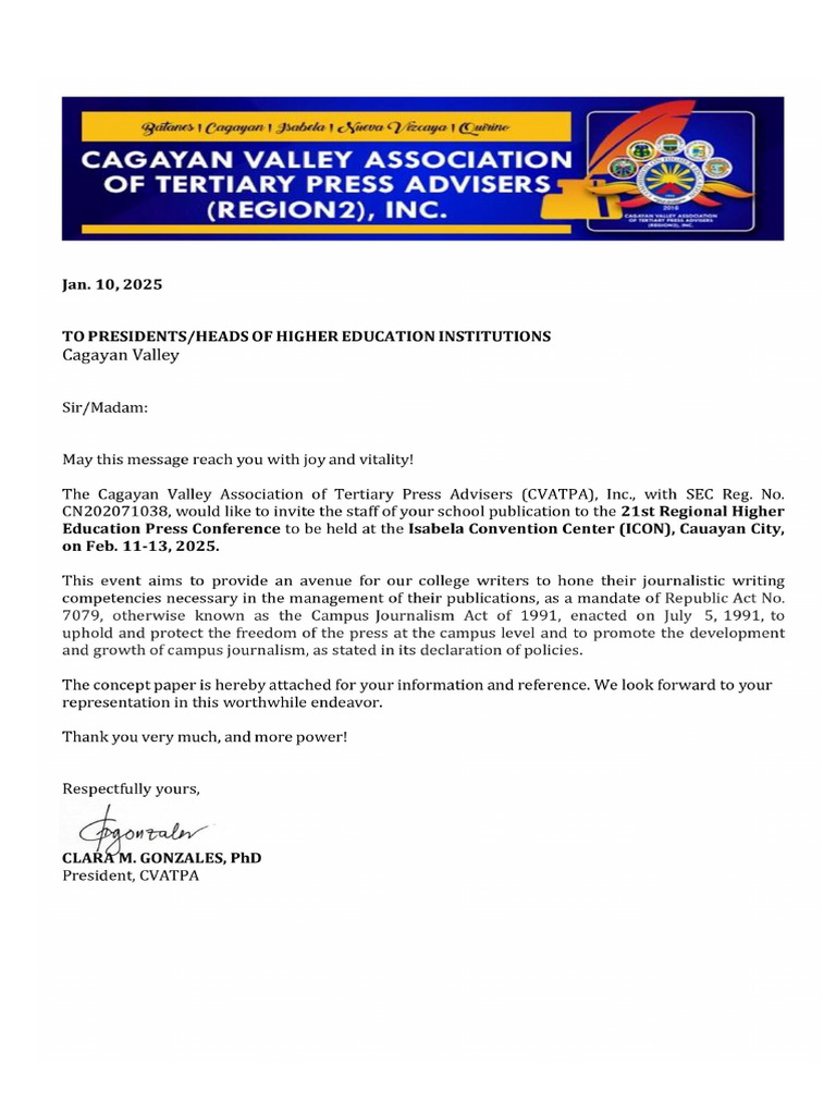 21st RHEPC 2025 Letter to HEI Presidents | PDF | Page Layout | Laptop