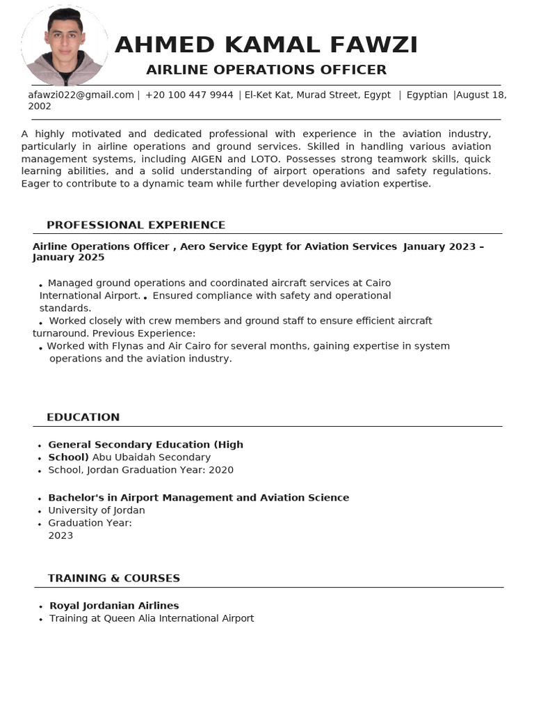 Aviation Operations Officer Profile | PDF