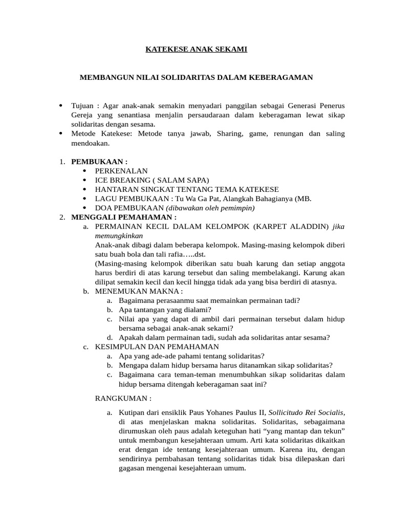 Katekese SEKAMI | PDF