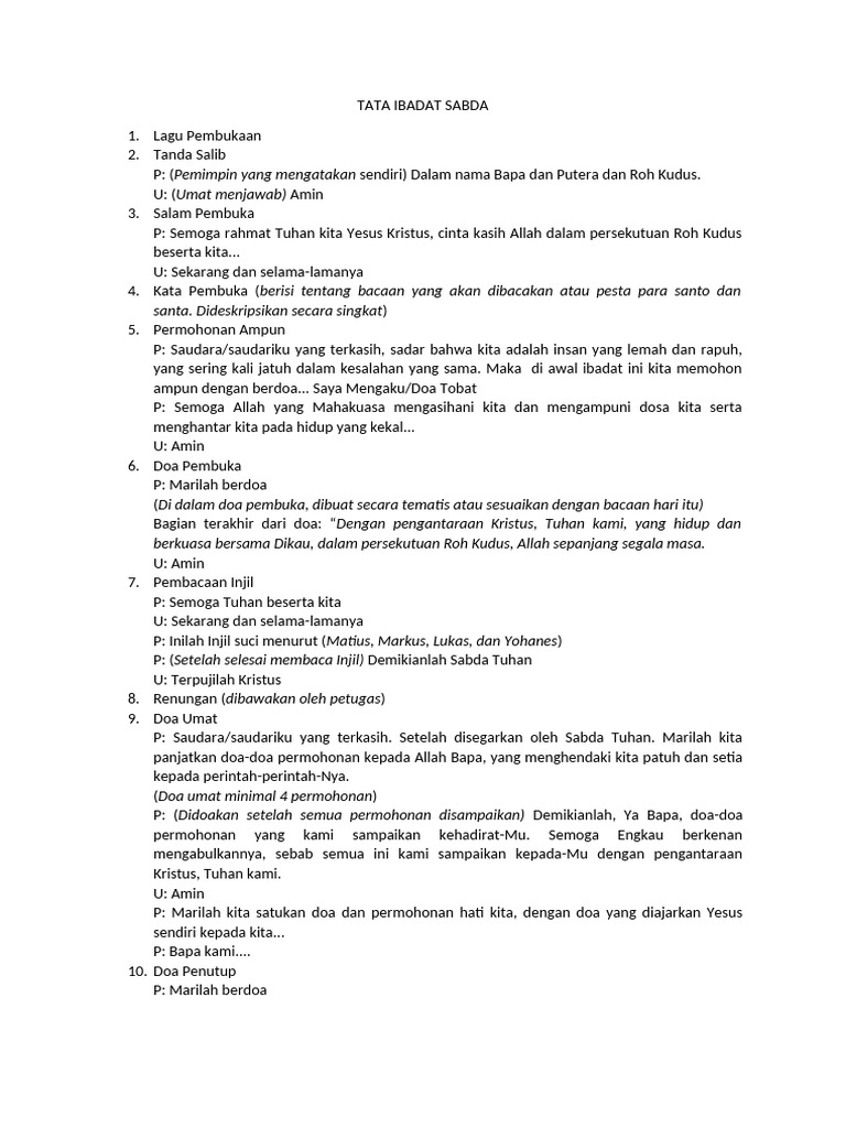 Tata Ibadat Sabda | PDF