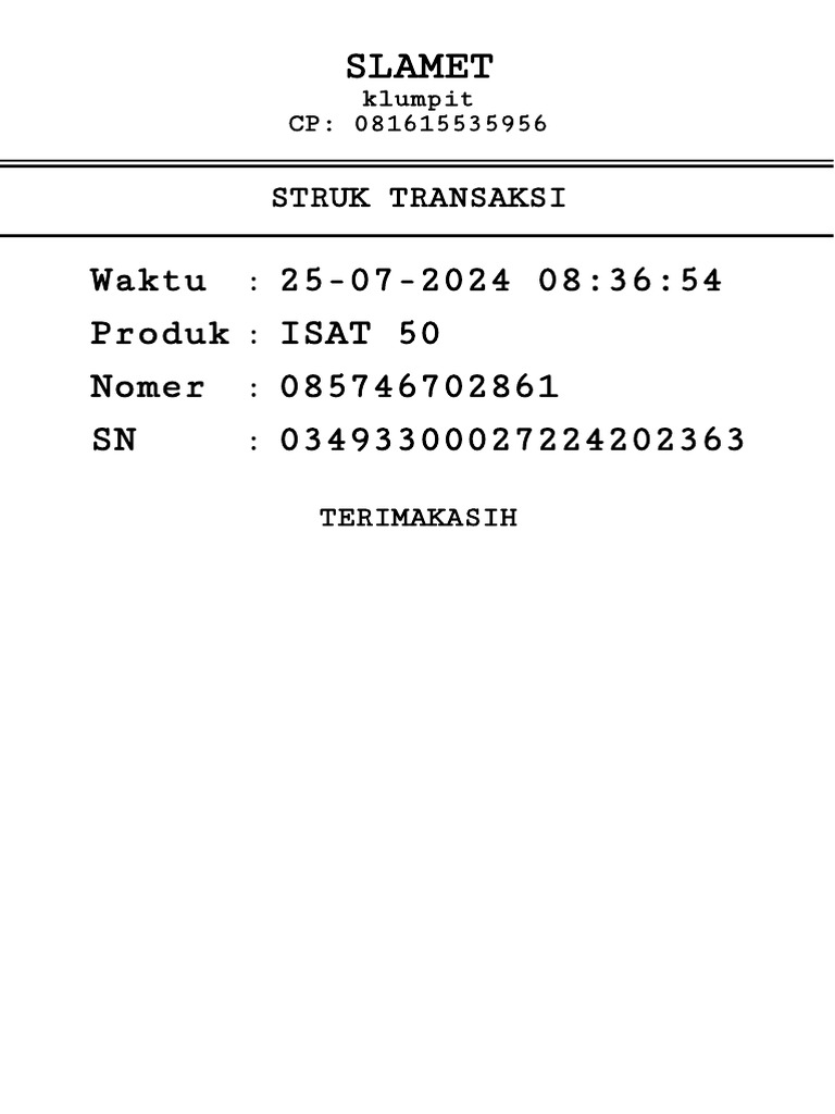 Print Struk Transaksi | PDF